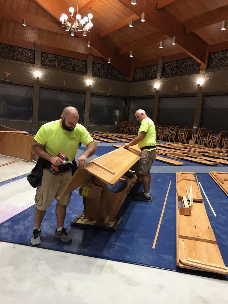 Church Pew Installation | New Holland Church Furniture