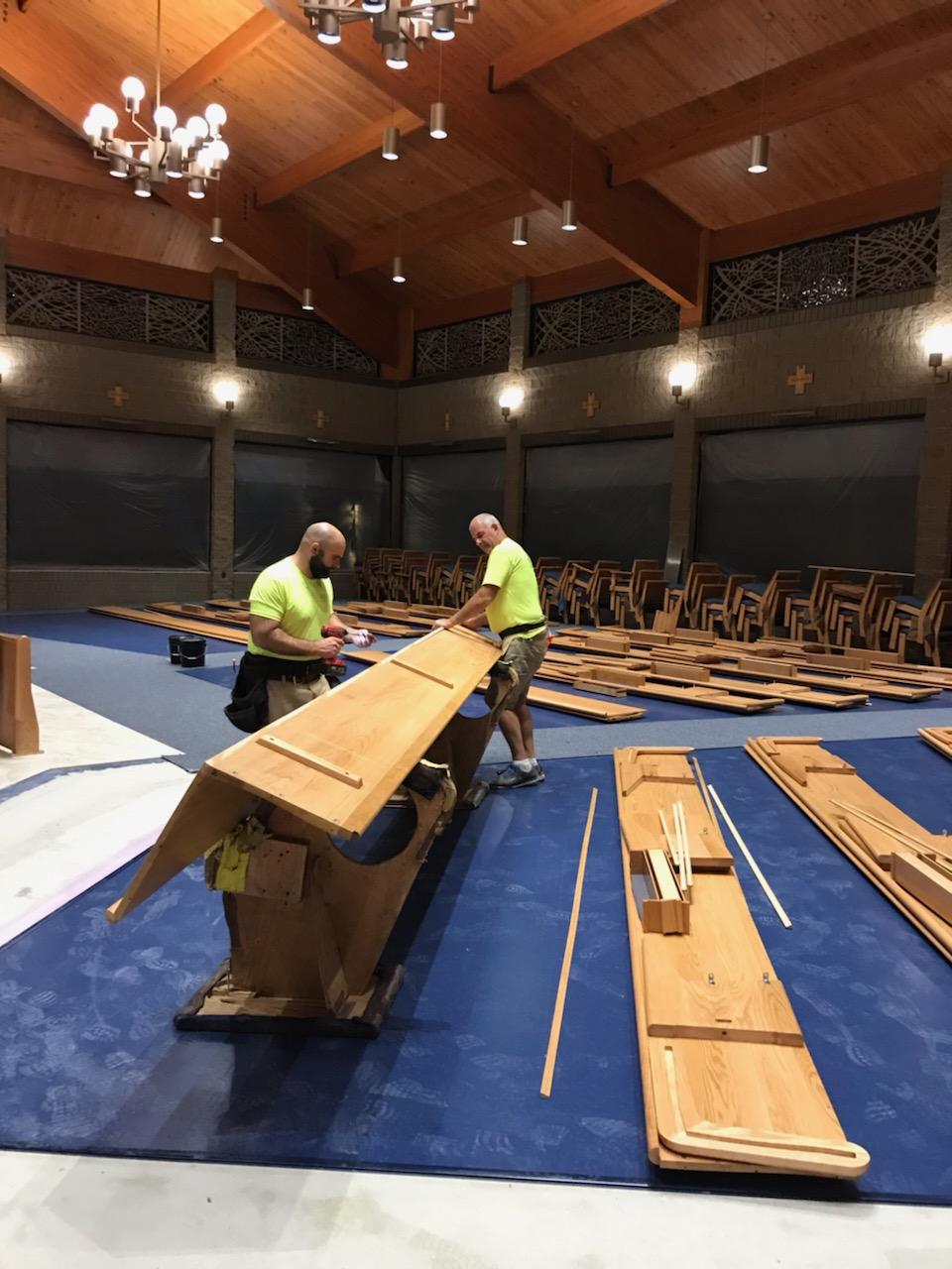 Church Pew Installation | New Holland Church Furniture