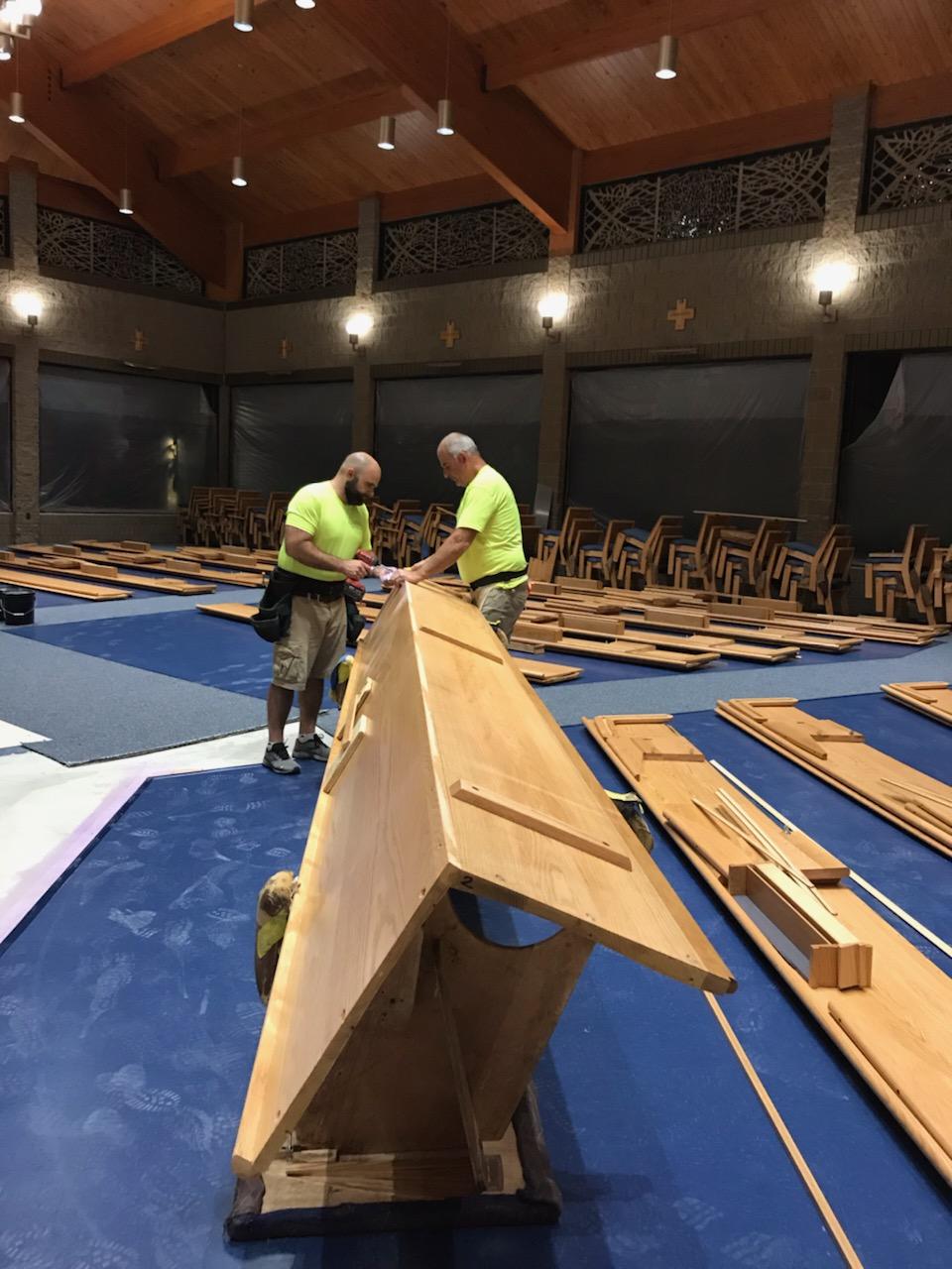 Church Pew Installation | New Holland Church Furniture
