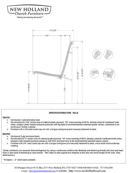 Specifications & Church Pew Dimensions | New Holland Church Furniture
