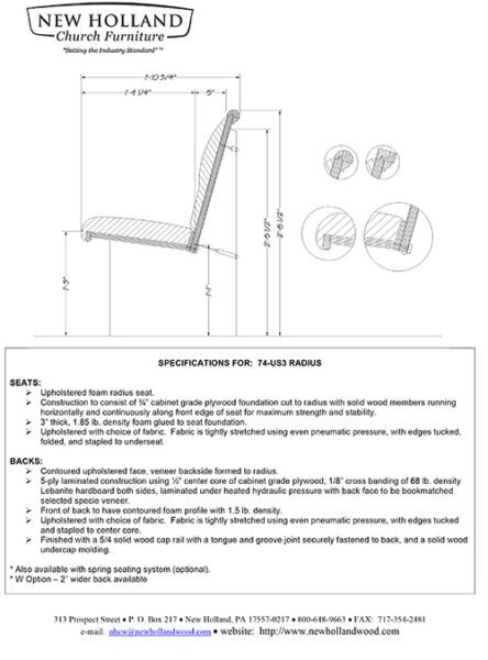 Specifications & Church Pew Dimensions | New Holland Church Furniture
