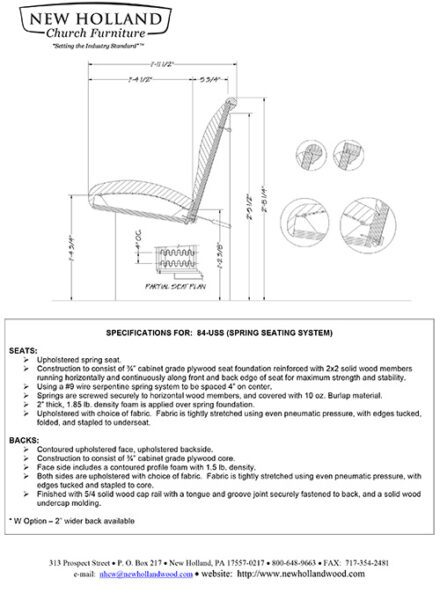 Specifications & Church Pew Dimensions | New Holland Church Furniture
