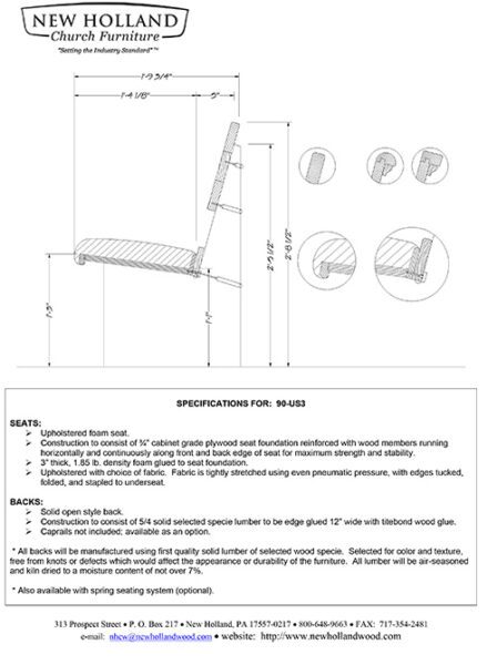 Specifications & Church Pew Dimensions | New Holland Church Furniture